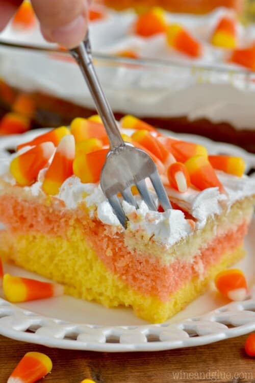 Candy Corn Poke Cake : A Halloween Treat - Simple Joy