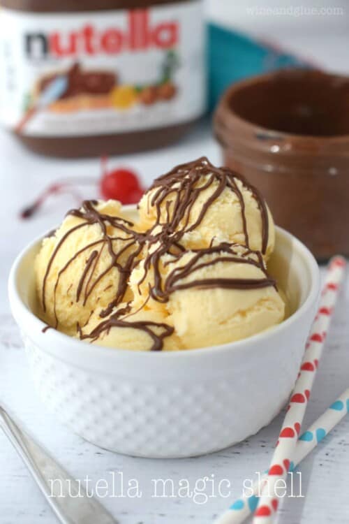 Nutella Magic Shell Ice Cream Topper | Wine and Glue