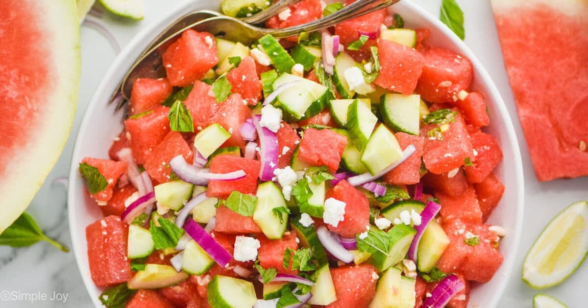 Watermelon Salad with Feta and Cucumber - Simple Joy